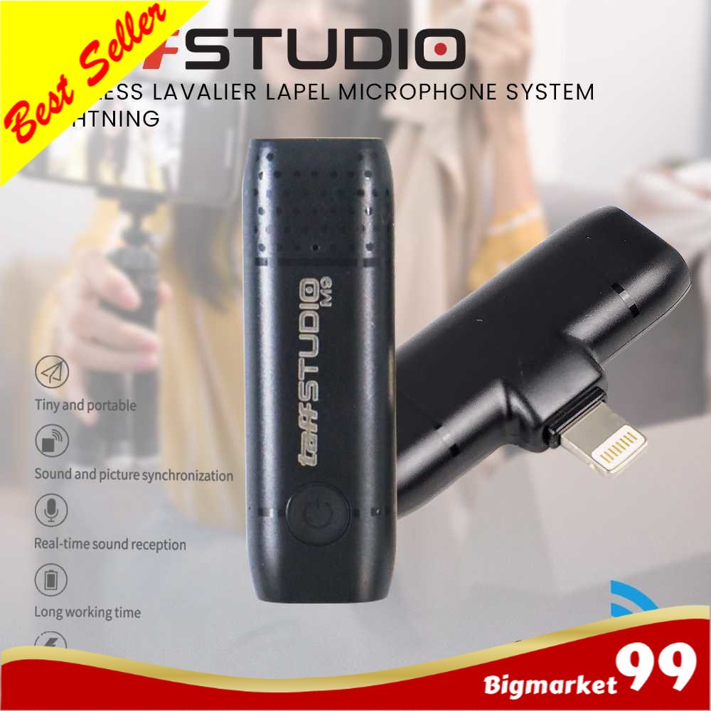 Jual Mic Wireless Clip On Low Noise Microphone System Lightning 2.4 G ...