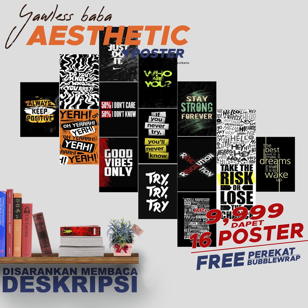 Jual Poster Dinding Aesthetic Model Quotes Aesthetic Murah 16 pcs ...