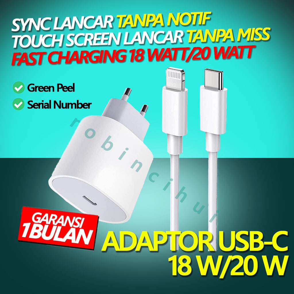 Jual KABEL USB C to IPN + ADAPTOR (1 PAKET) 18w, 20w FAST CHARGING ...