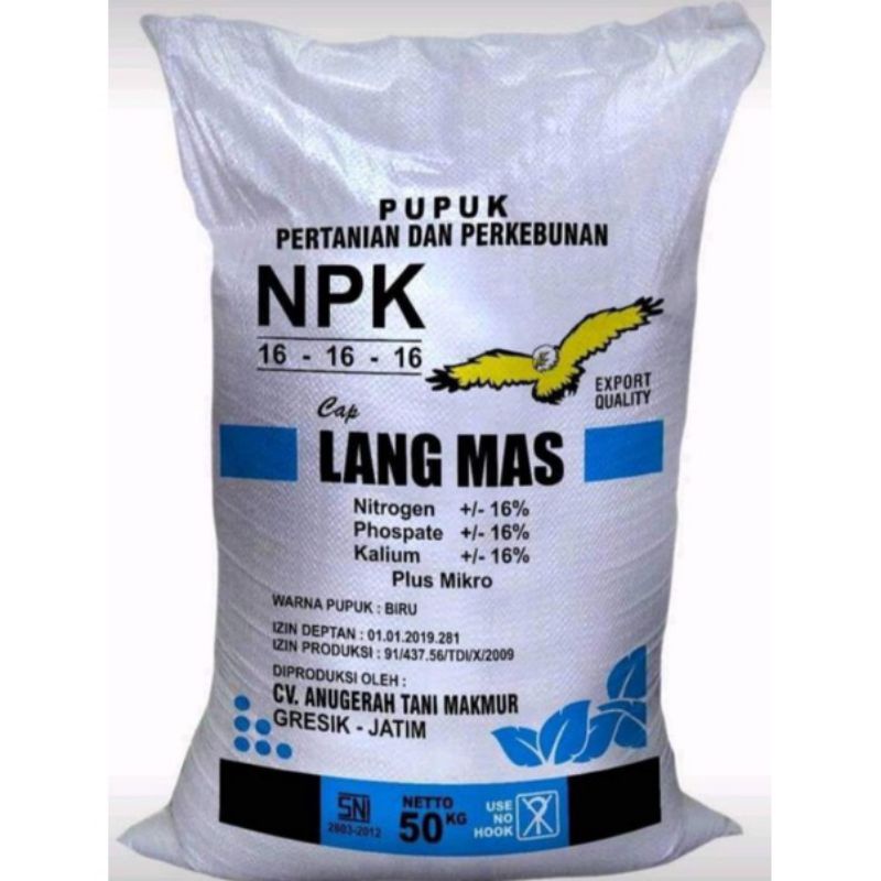 Jual PUPUK PEMBENAH TANAH. NPK LANG MAS 16-16-16 PLUS MICRO ISI BERAT 50 KG | Shopee Indonesia