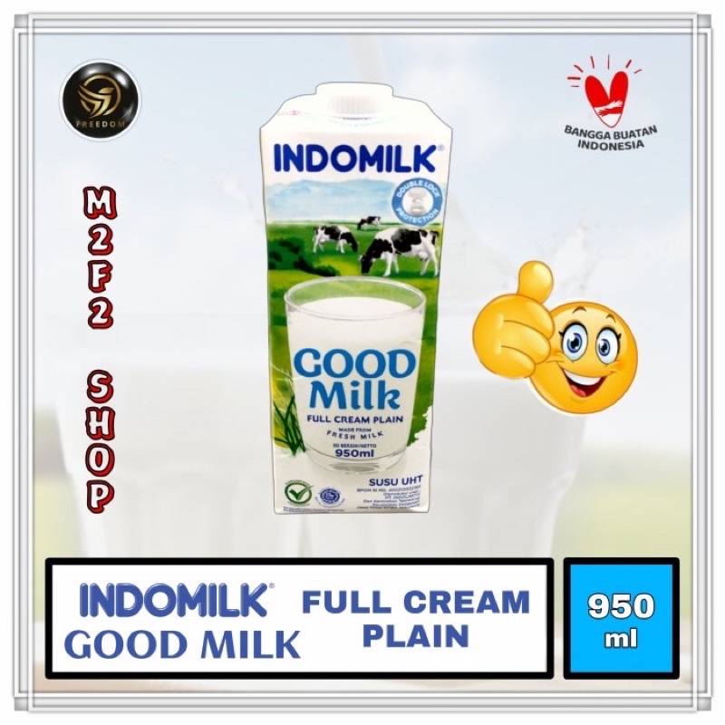 Jual Susu Indomilk Good Milk Kotak UHT Full Cream Plain - 950 ml (Kemasan Satuan) | Shopee Indonesia