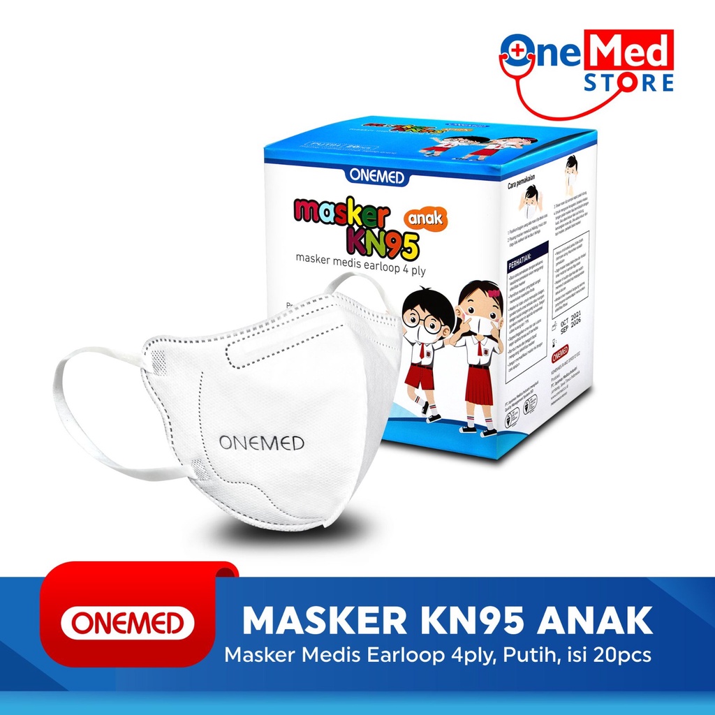 Jual Masker Karet Medis KN95 Anak OneMed 4ply Box isi 20pcs - Putih OP ...