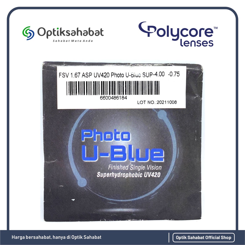 Jual Bluechromic Polycore High Index 1.67 Minus 8 s/d minus 15 Clynder ...