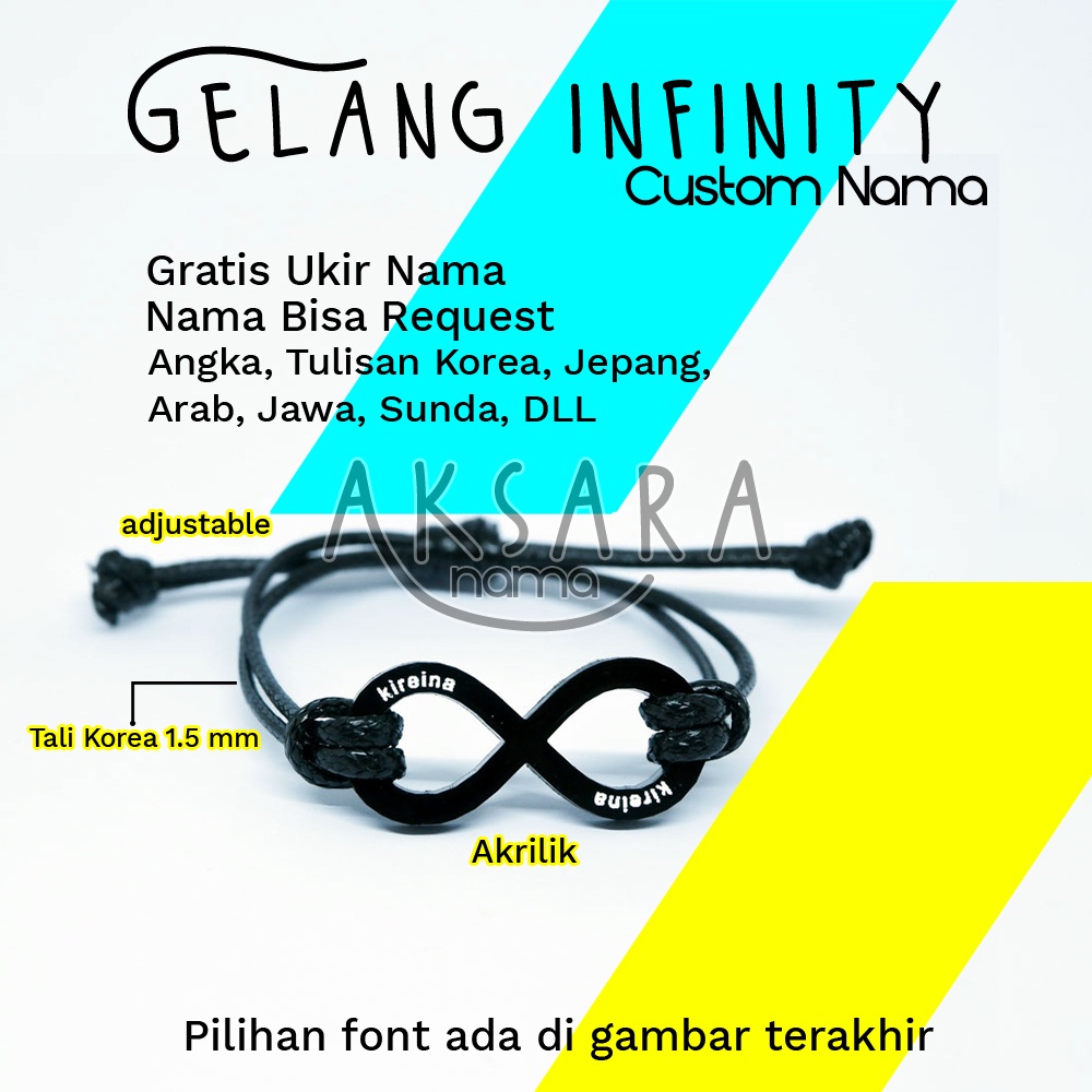 Jual GELANG MODEL terbaru Infinity,bisa request nama,ANGKA,Huruf Pria ...