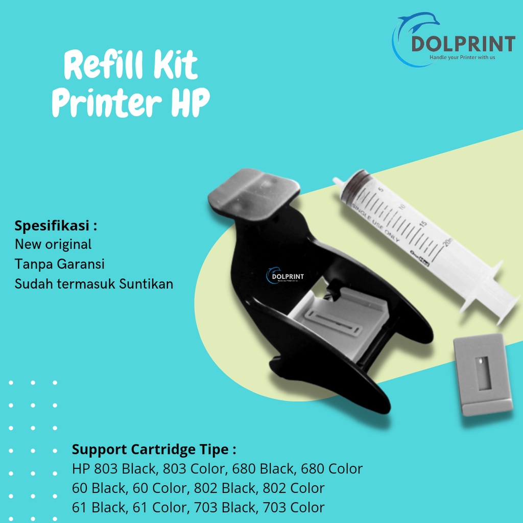 Jual Refill Kit HP 802 Klip Penyedot Tinta Cartridge HP60 HP803 HP680 ...
