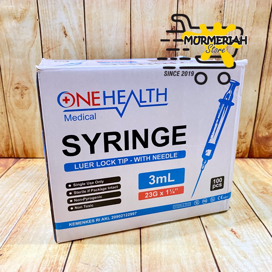Jual SPUIT 3cc ONEHEALTH Box isi 100 pcs-Suntikan 3 cc Disposable ...