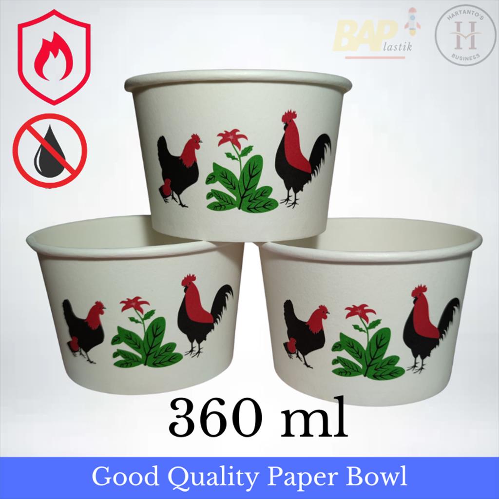 Jual Paper Bowl 360 ml Motif / Mangkok Kertas / Mangkok Soto / Mangkok ...
