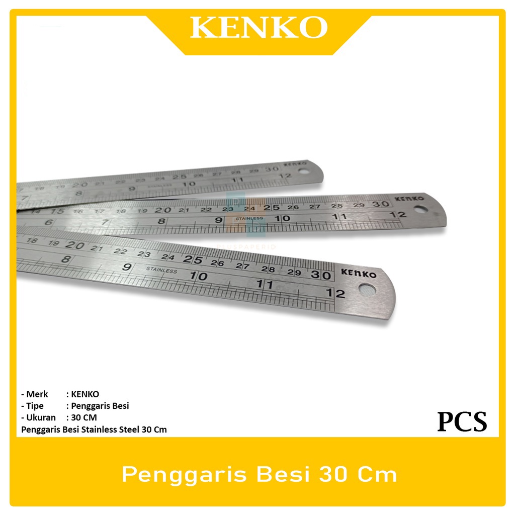 Jual KENKO - Penggaris / Mistar Besi Stainless Steel 30 Cm - PCS | Shopee Indonesia