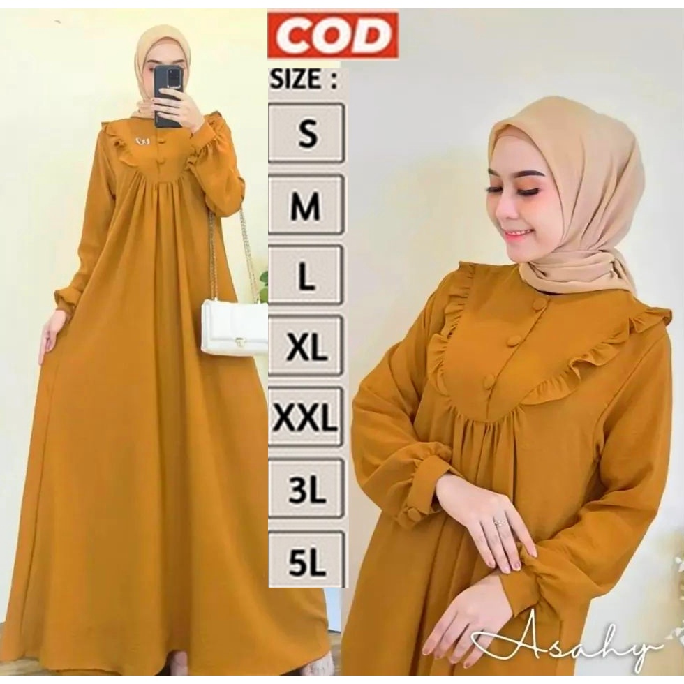 Jual Dress Gamis Dewasa / Remaja Warna Kuning Mustard Kunyit Lucu ...