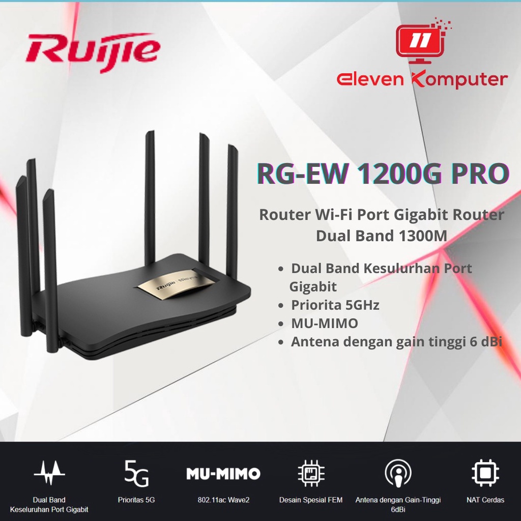 Jual Ruijie RG-EW1200G PRO 1300M Dual-band Gigabit Wireless | Shopee ...