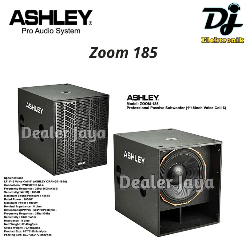 Jual Speaker Subwoofer Ashley ZOOM 185 / ZOOM185 - 18 inch Pasif ...