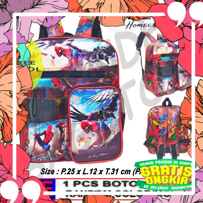 Jual Tas Ransel Mini anak Sekolah PAUD/TK karakter SPIDERMAN free botol // Tas ransel ngaji ...