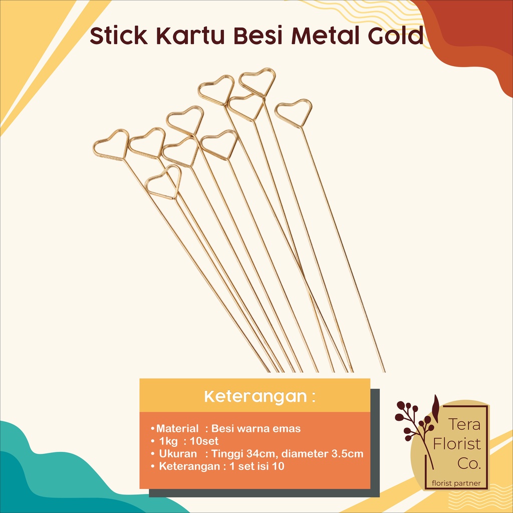 Jual 10 pcs Stick Kartu Besi Emas untuk Penahan Kartu Ucapat di Flower ...