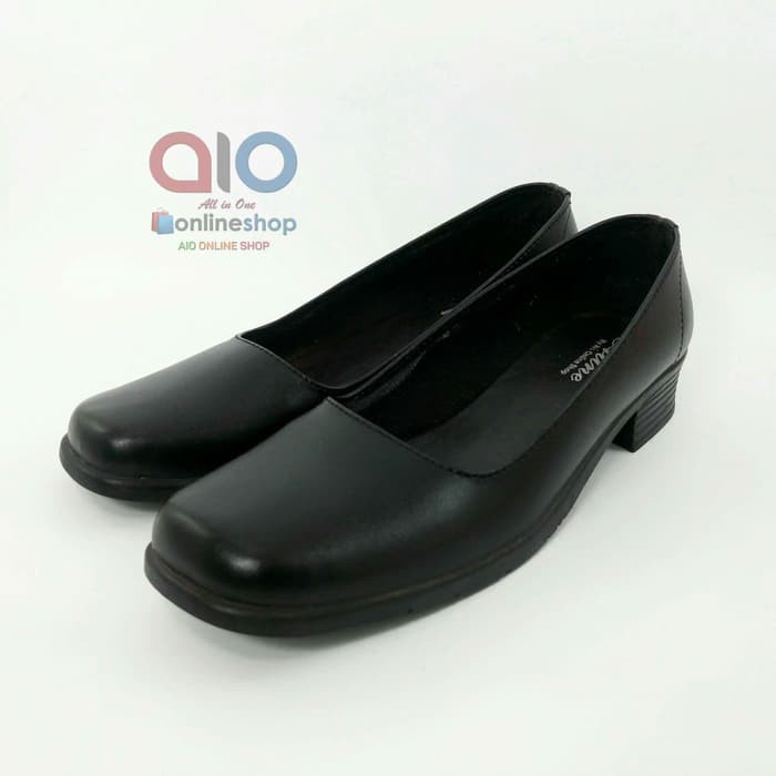 Jual SEPATU WANITA PANTOFEL 3 Cm Hak Tahu Hitam Polos Formal Guru ...
