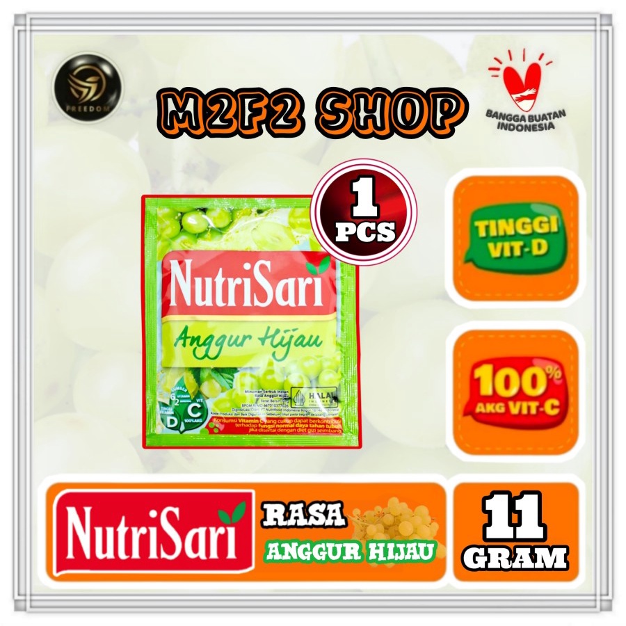 Jual NutriSari Minuman Serbuk Rasa Anggur Hijau Sachet - 11 gr (Kemasan ...