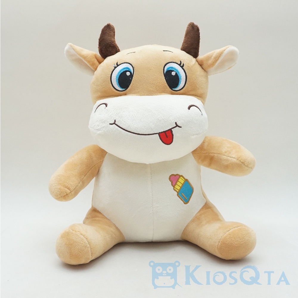 Jual boneka sapi lucu sitting cow bordir dot susu coklat muda large ...