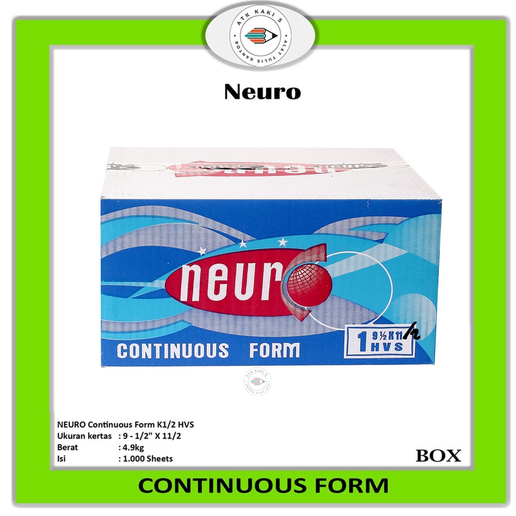 Jual NEURO - Continous Form 91/2 x 11 1 Ply/2 ( K1/2 ) Kertas Komputer ...