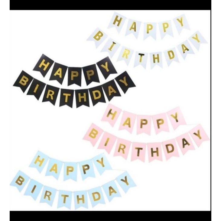 Jual Banner HBD Segi 5 emas / Rangkaian Tulisan HBD Segi 5 Emas ...