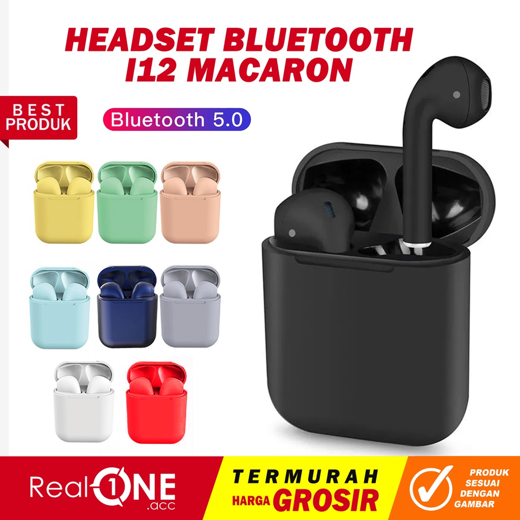 Jual Headset bluetooth i12 macaron inpods tws earphone stereo wireless ...