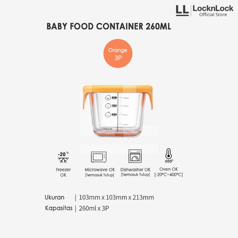 Jual Locknlock Baby Food Container 260 ml tutup silicon (Dijual satuan ...