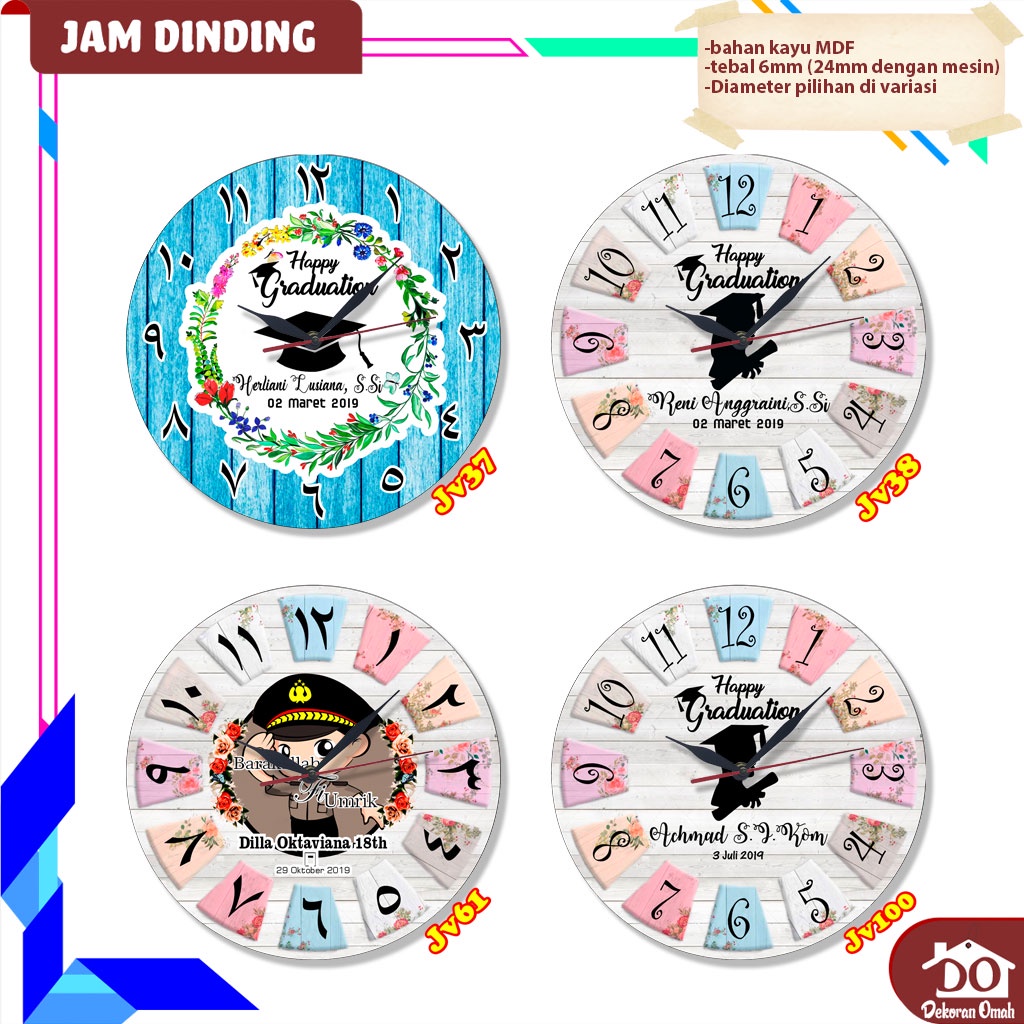 Jual Jam Dinding Rumah Vintage Retro JV Retro Ucapan Selamat Wisuda ...