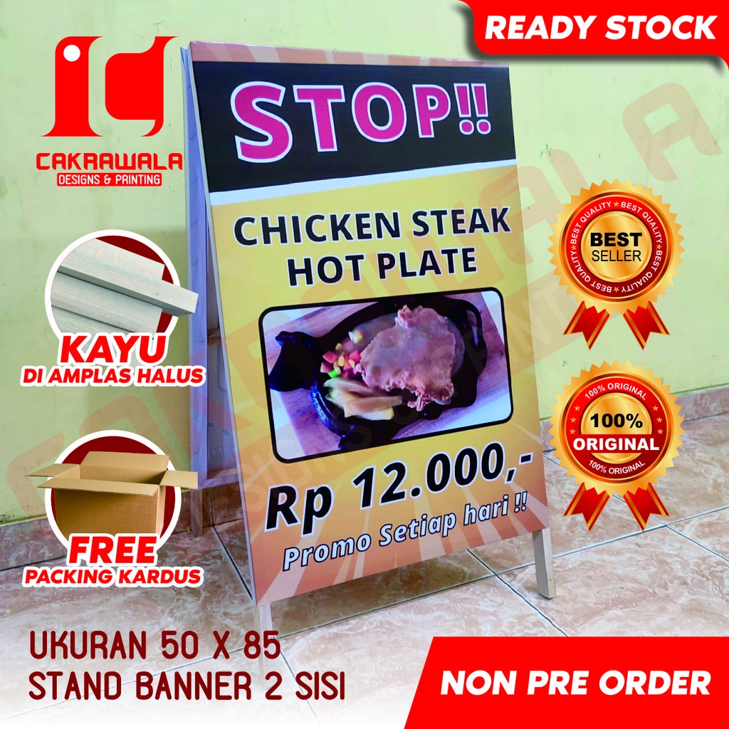 Jual STAND BANNER KAYU CHICKEN STEAK UKURAN 50 X 85 - STANDING BANNER ...