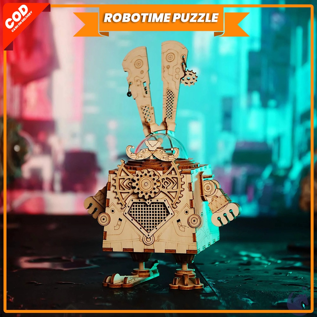 Jual Robotime ROKR Bunny DIY Music Box 3D Wooden Puzzle AM481 | Shopee ...