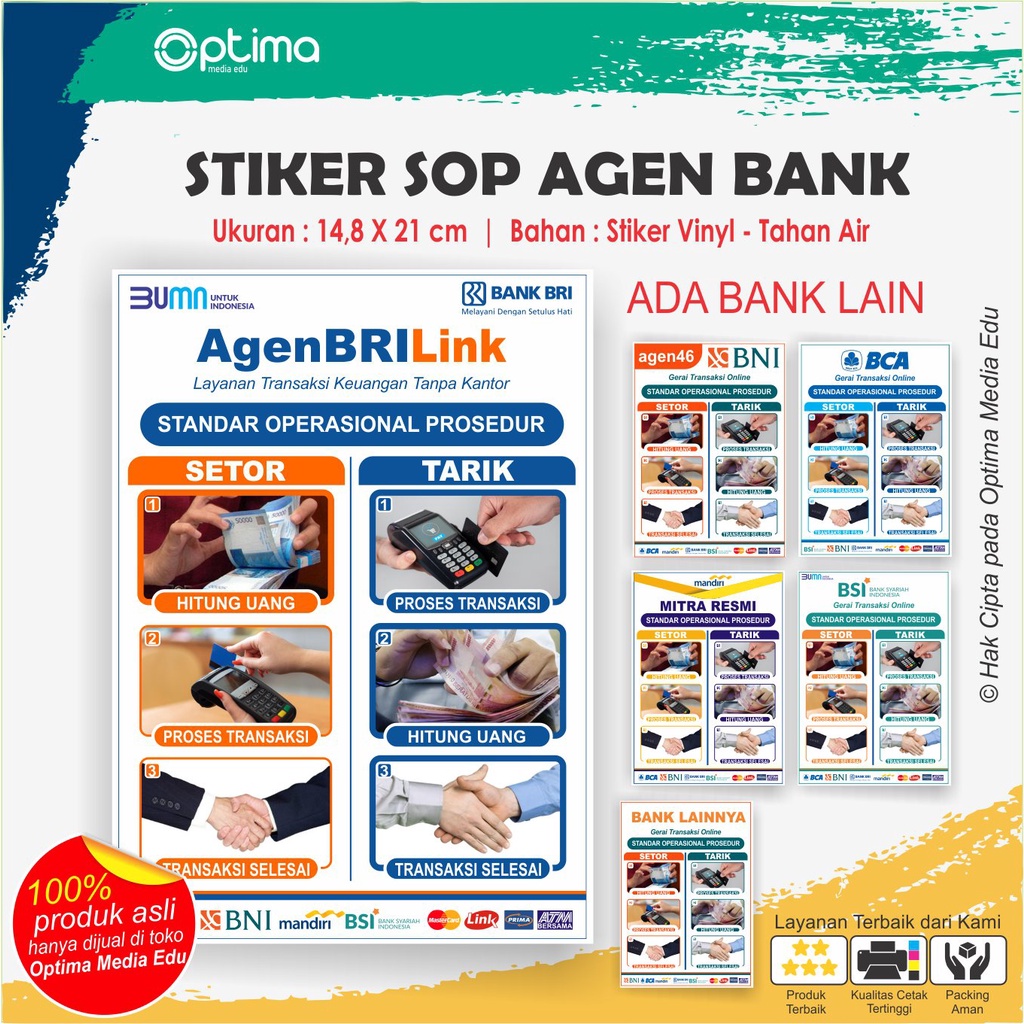 Jual Stiker SOP Prosedur transaksi agen bank | Shopee Indonesia