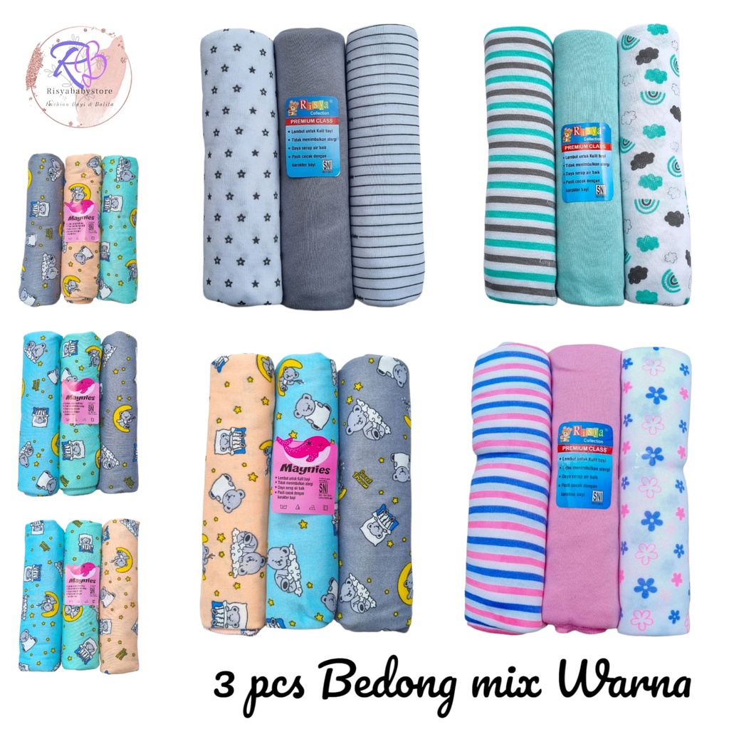 Jual 3 pcs bedong seri warna abu seri tosca seri pink bedong bayi baru ...