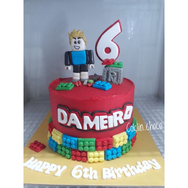 Jual kue ultah roblox figure fondant cake birthday karakter roblox lego ...