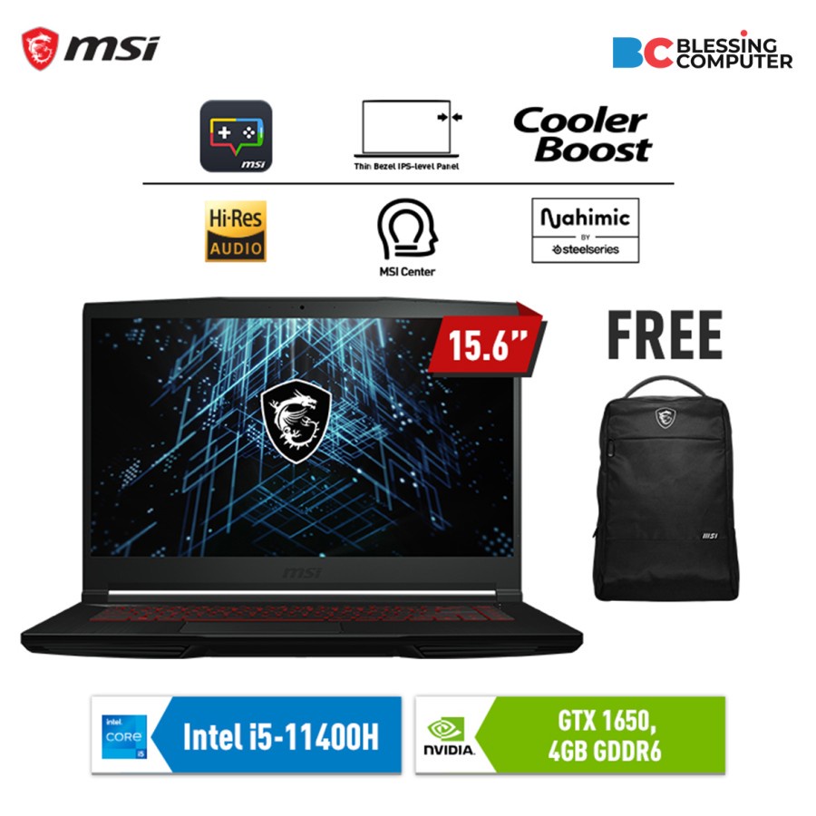 Jual MSI GF63 Thin 11SC 9S7 16R612 654 core i5 11400H 8GB 512GB GTX1650 ...