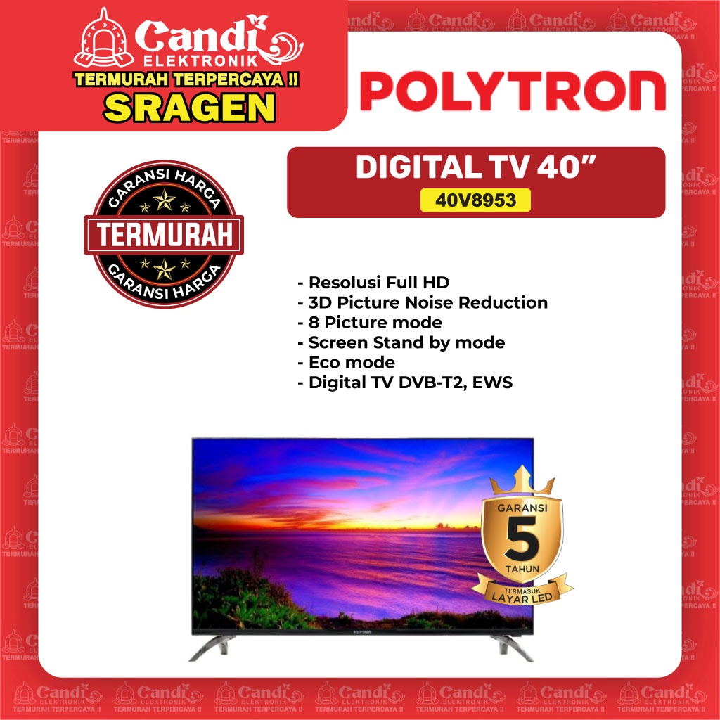 Jual POLYTRON Tv Led 40 Inch Digital Full Hd - 40V8953 | Shopee Indonesia