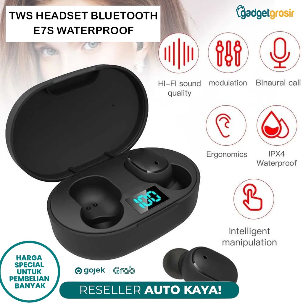 Jual TWS E7S Headset Earphone Earbuds Bluetooth Wireless With Mic Support Call LED Battery ...