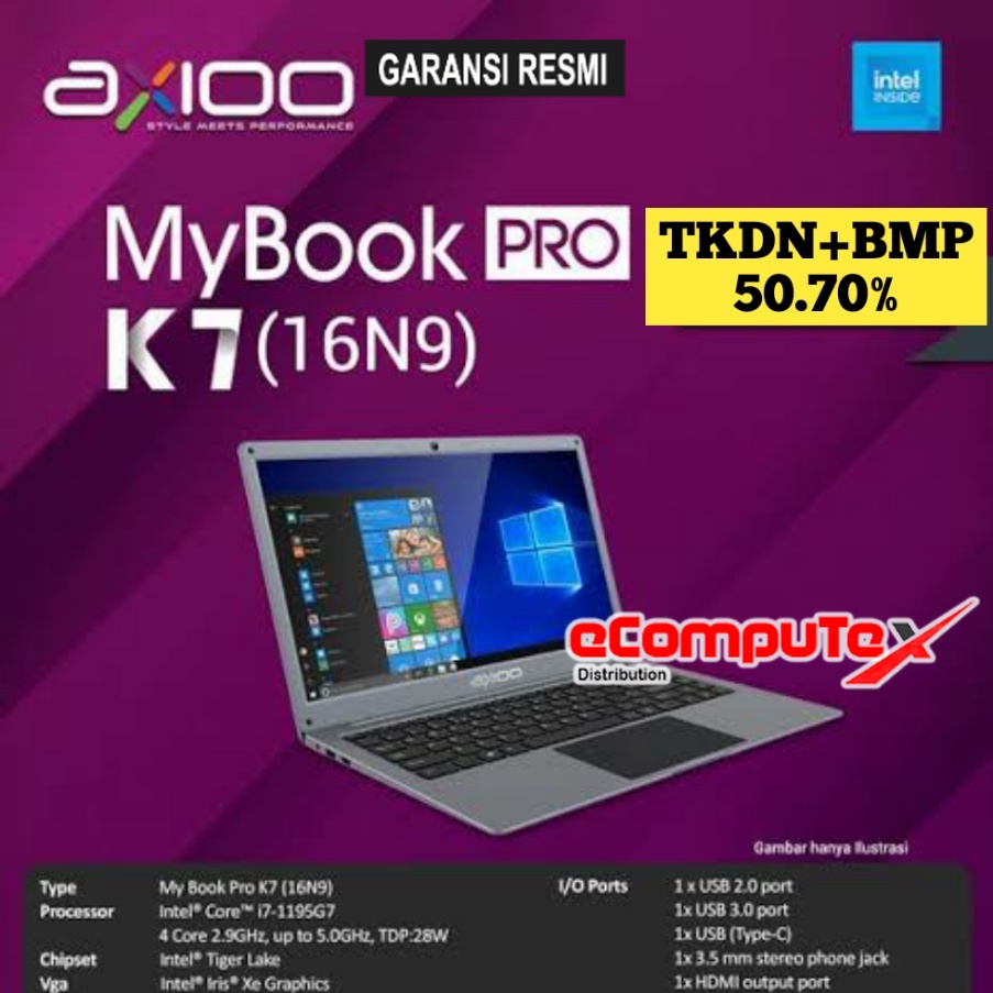 Jual LAPTOP AXIOO MYBOOK PRO K7 (16N9) i7 16GB 1TB 14"FHD IPS TKDN GARANSI RESMI | Shopee Indonesia