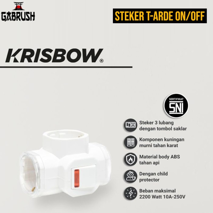 Jual Krisbow Steker 3 Cabang T-arde Stop Kontak Switch On Off SNI ...
