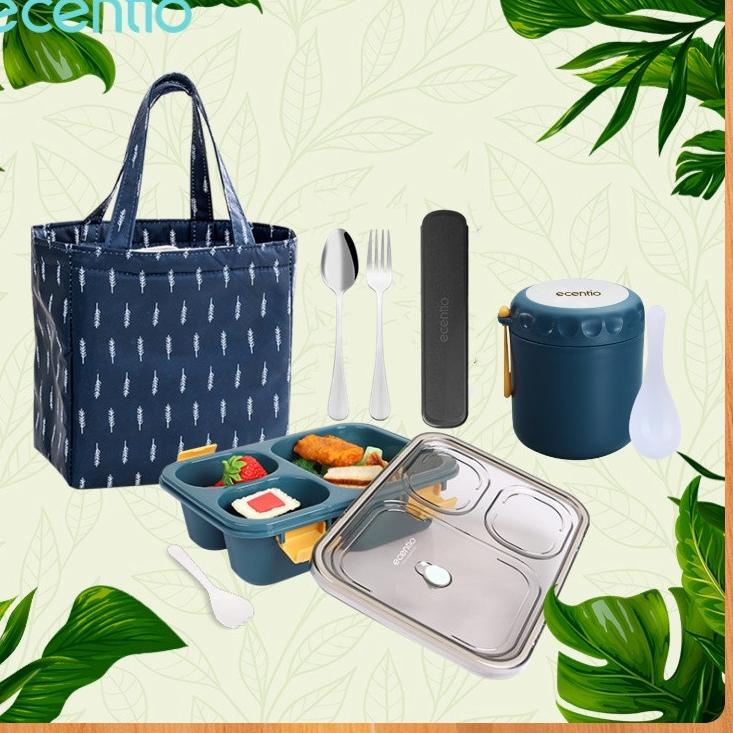 Jual Grosir Populer FOODI Lunch box set 4pcs biru /kotak makan anak 3 ...