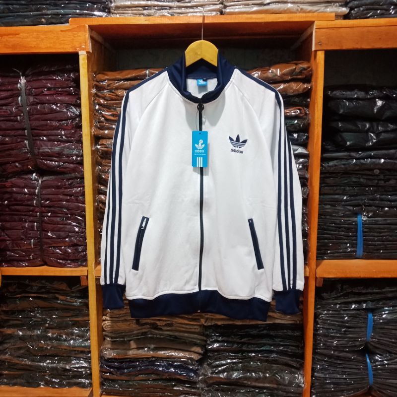 Jual JAKET TRACKTOP 3FOIL JUMBO XXL PUTIH PLAT NAVY | Shopee Indonesia