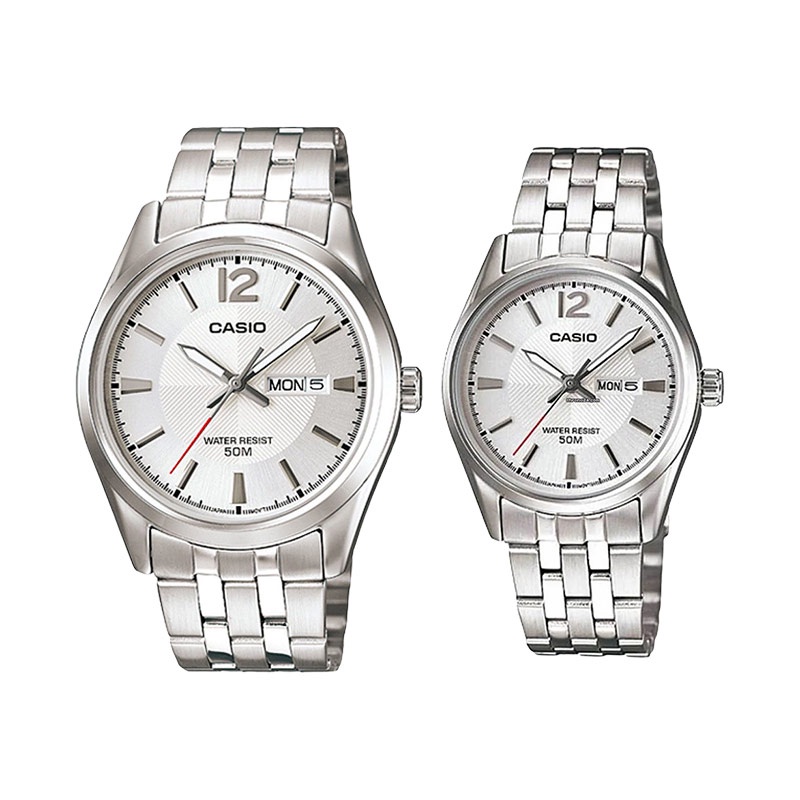 Jual Jam Tangan Couple Casio General Ltp 1335d 7avdf Mtp 1335d 7avdf Silver Dial Stainless Steel