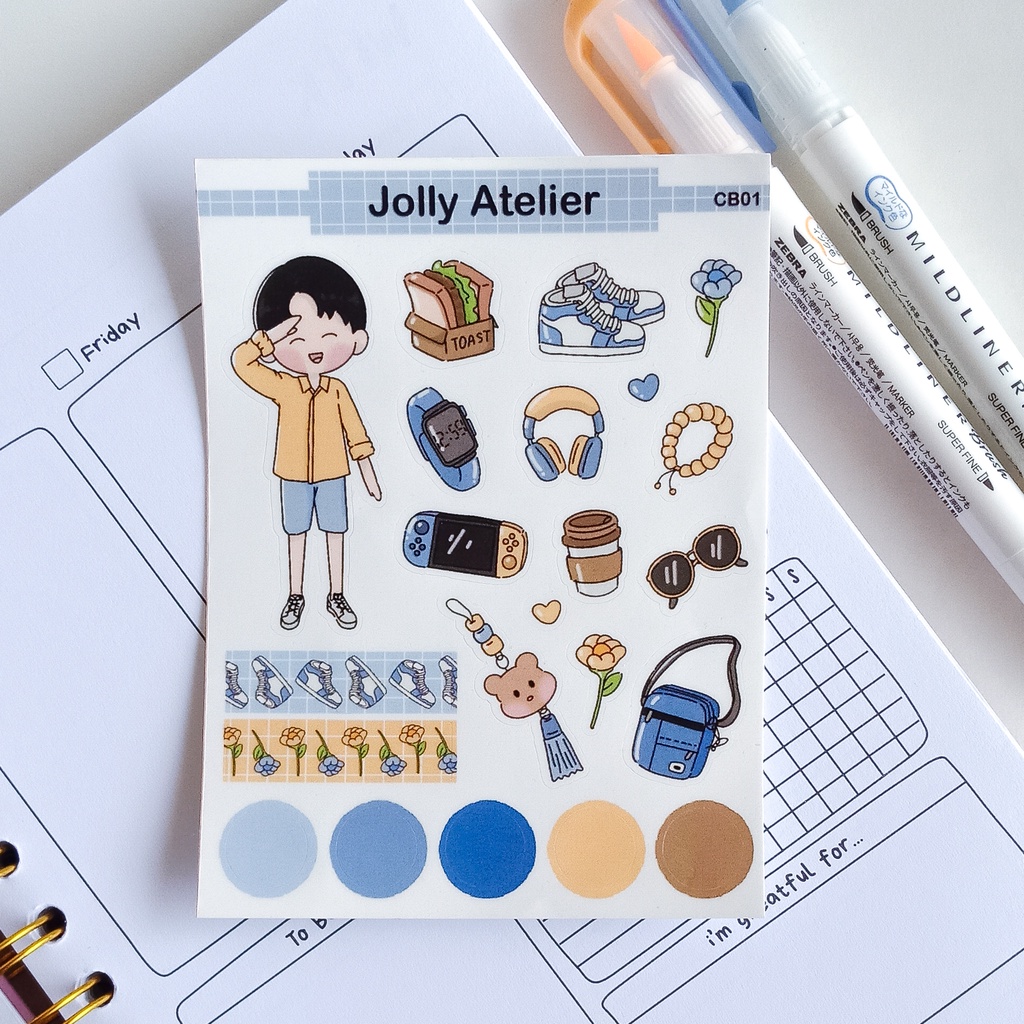 Jual Cute Blue boy Stickersheet | Jurnal Deco Stciker [jollyatelier ...