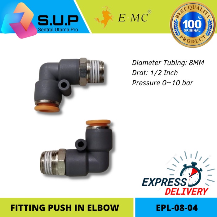 Jual FITTING ELBOW L TYPE EPL-08-04 EMC PNEUMATIC UNTUK SELANG | Shopee ...