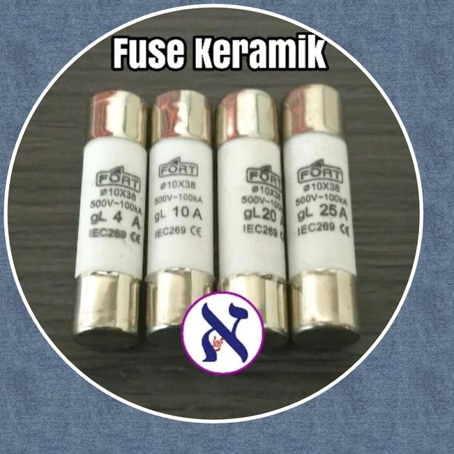 Jual Termurah Fuse keramik 4A 10A 20A 25A 500v sekring ceramic 10x38 fort 4 10 20 25 amper ...