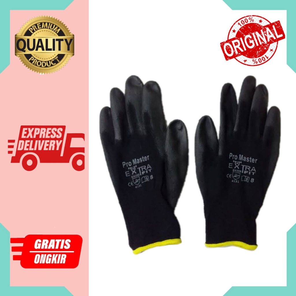 Jual Sarung Tangan Safety Extra Fit Pro Master Black | Shopee Indonesia