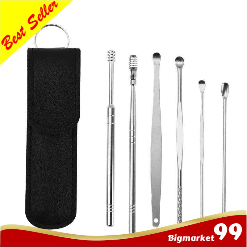 Jual Set Pembersih Telinga Korek Kuping Besi Stainless Steel 6 PCS ...