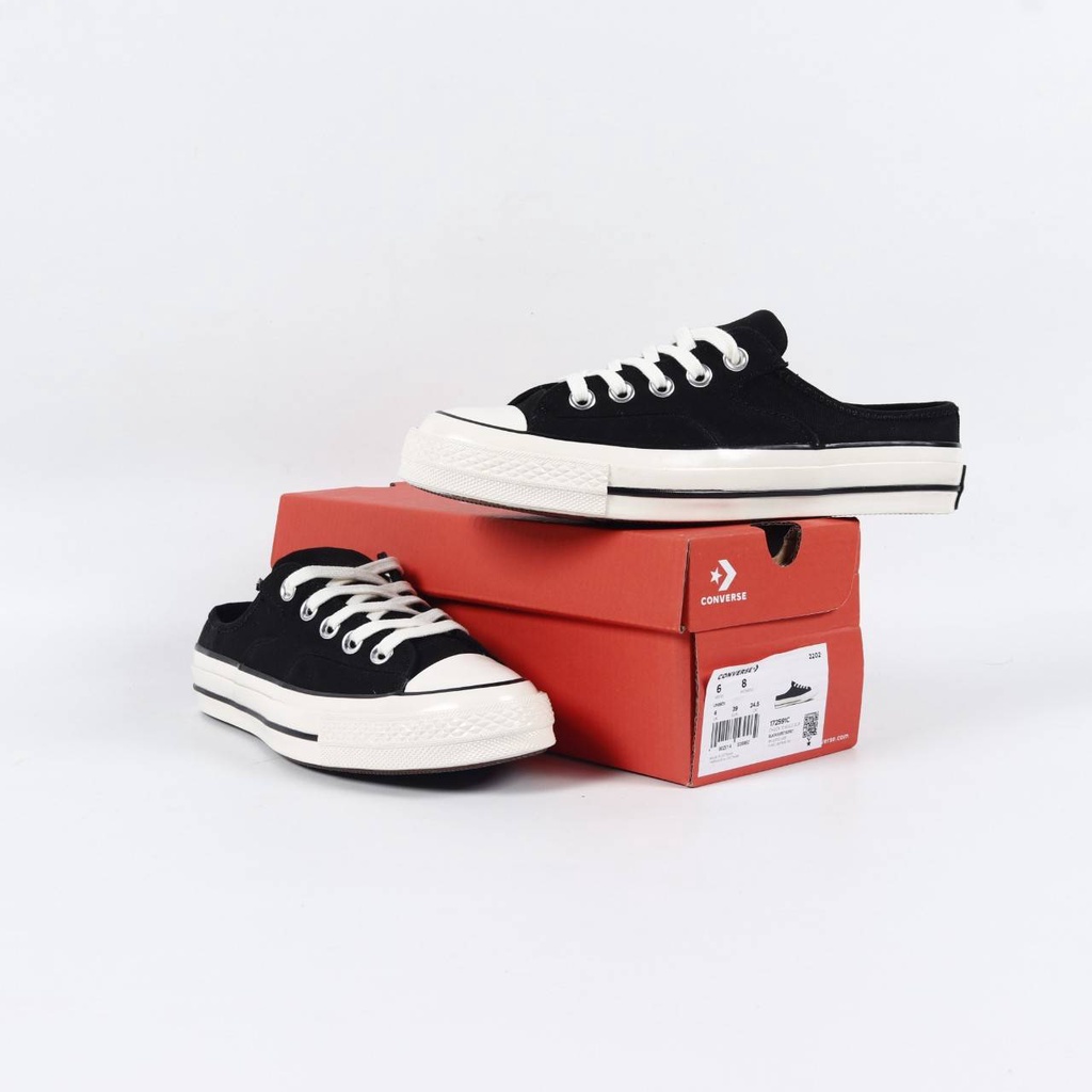 Jual sepatu pria converse 70 mule recycled black white | Shopee Indonesia