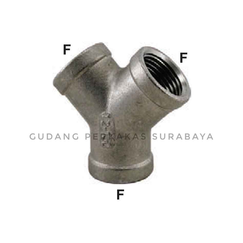 Jual Y CONNECTOR SUS304 SAMBUNGAN DRAT DALAM CABANG 3 PIPA STAINLESS 3 WAY FEMALE NAPLE ADAPTER ...