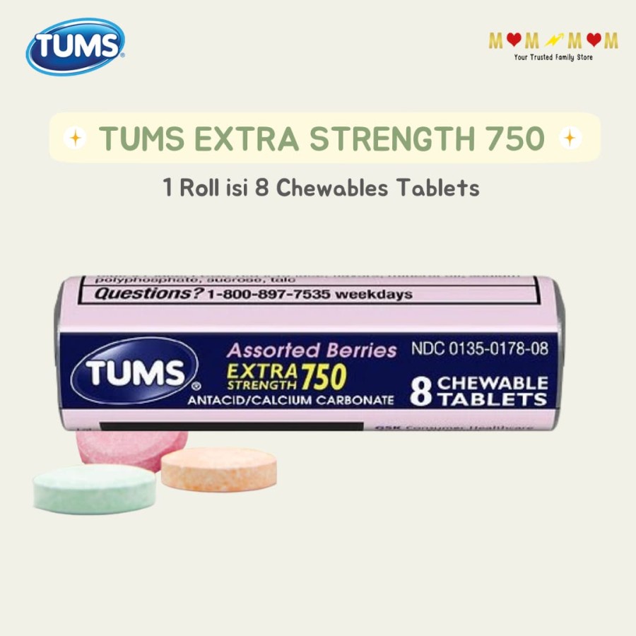 Jual Tums Antacid Extra Strength Roll isi 8 - Permen Maag | Shopee ...