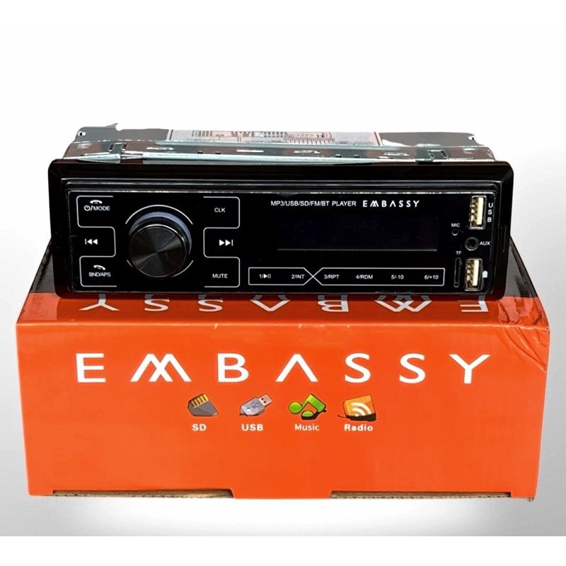 Jual Head unit Single din tape mobil EMBASSY Usb Bluetooth | Shopee ...