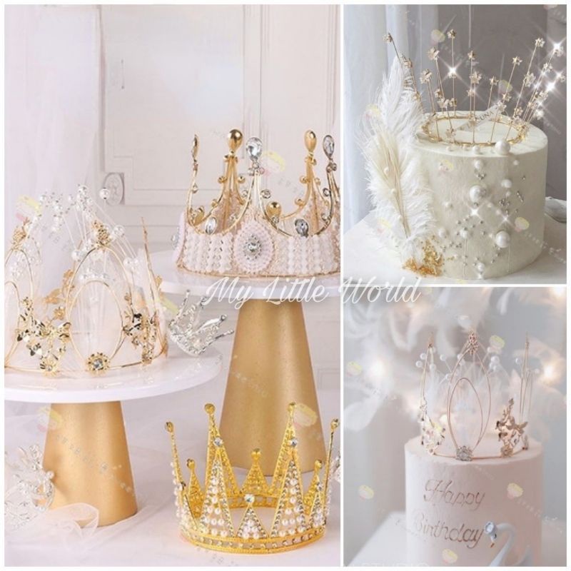 Jual Topper Crown Mahkota Mutiara Dekorasi Cake Aesthetic Hiasan Kue ...