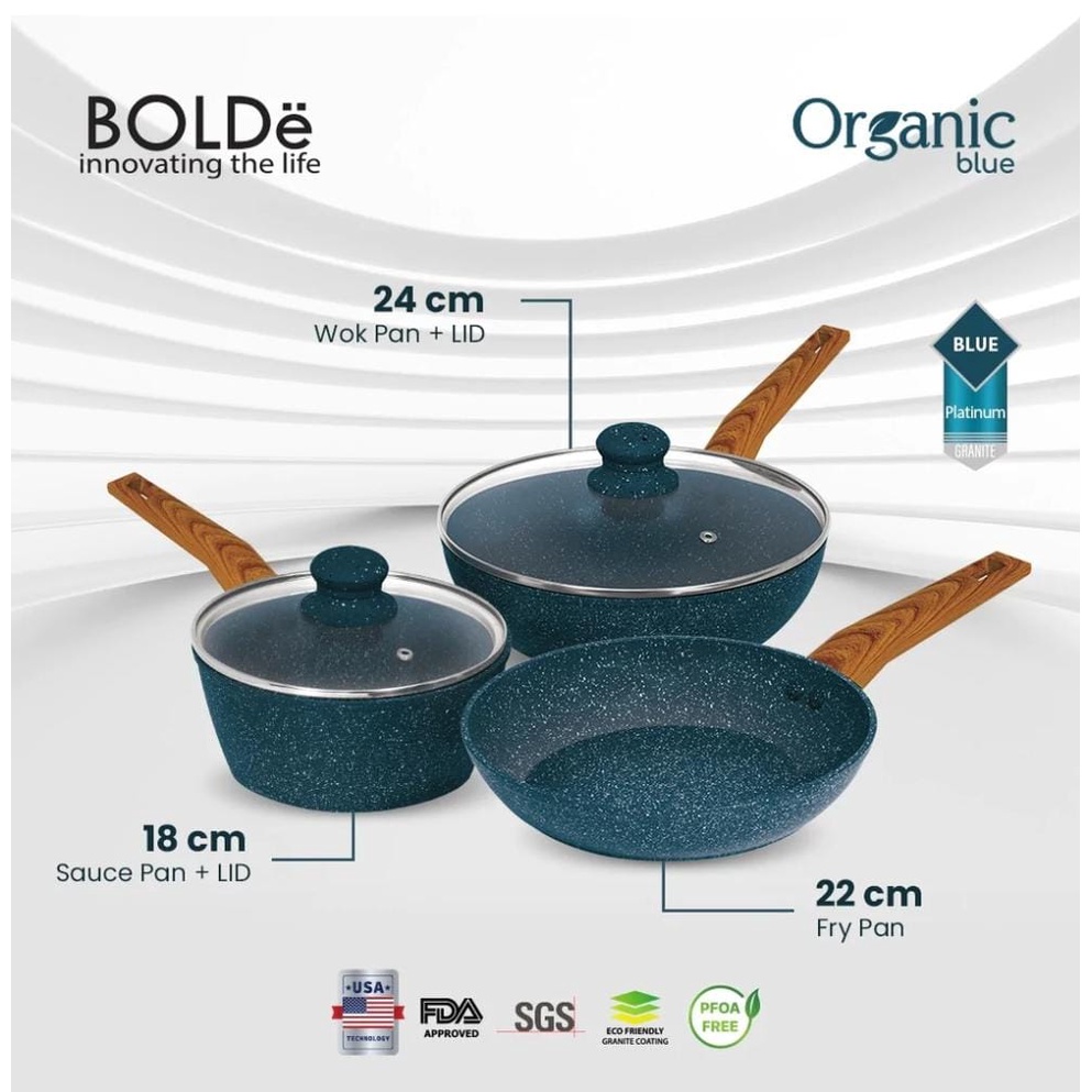 Jual Bolde Organic Blue Cookware 5 Pcs Set | Shopee Indonesia