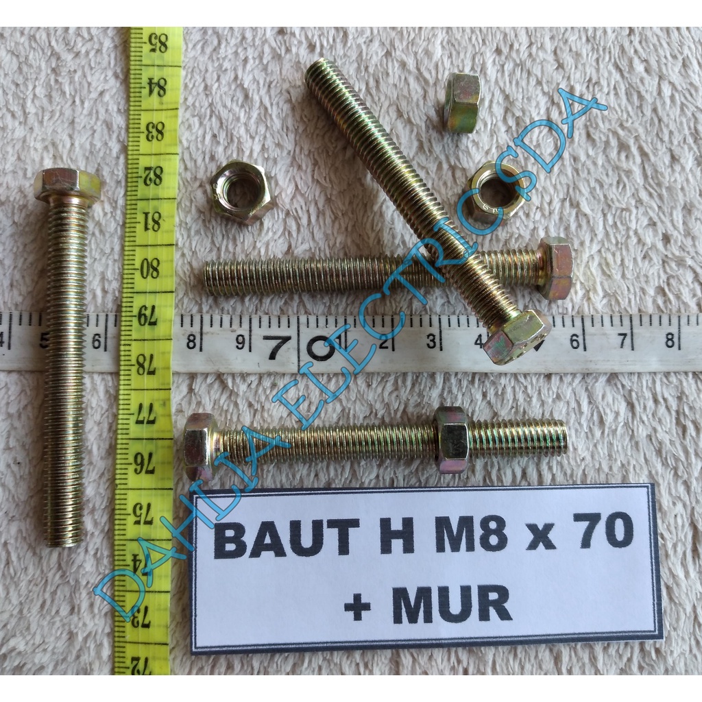 Jual BAUT H M8 x 70 + MUR (1 SET) | Shopee Indonesia